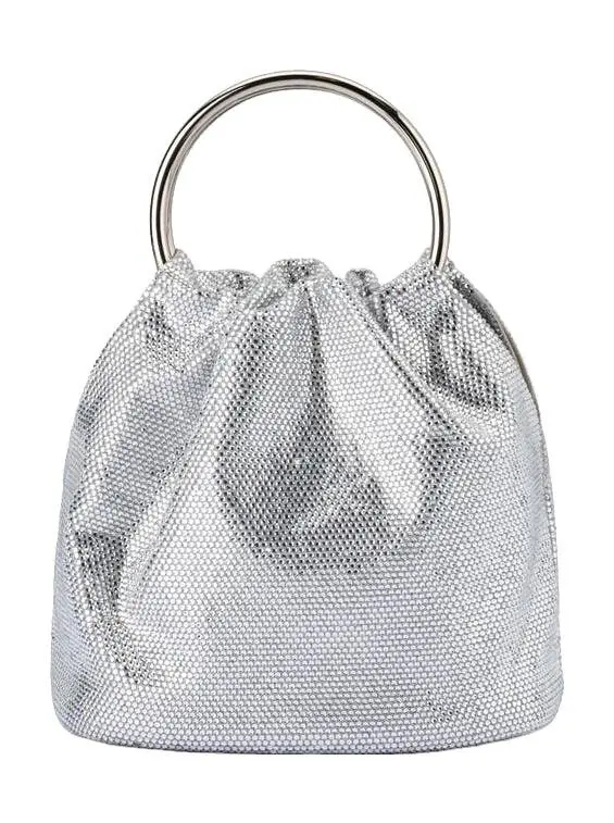OLGA BERG Crystal Top Handle Clutch - Silver