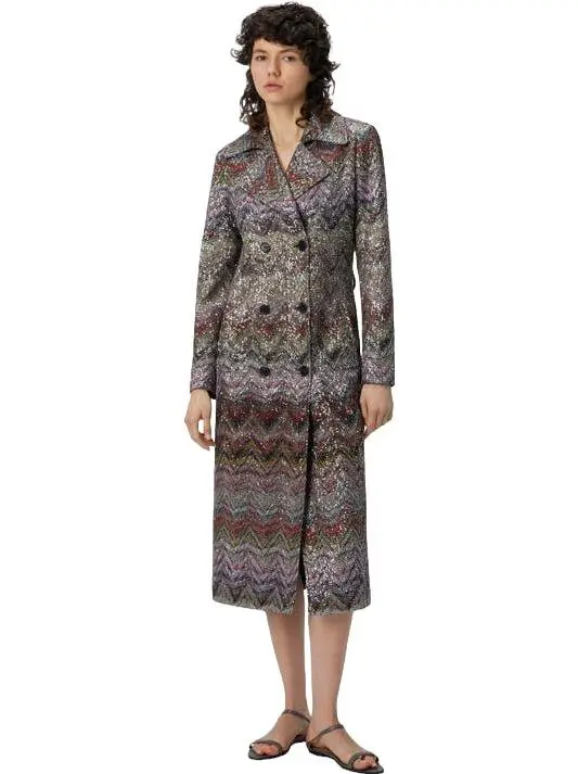 Missoni Long Double-breasted Zigzag Trench Coat - Multicoloured