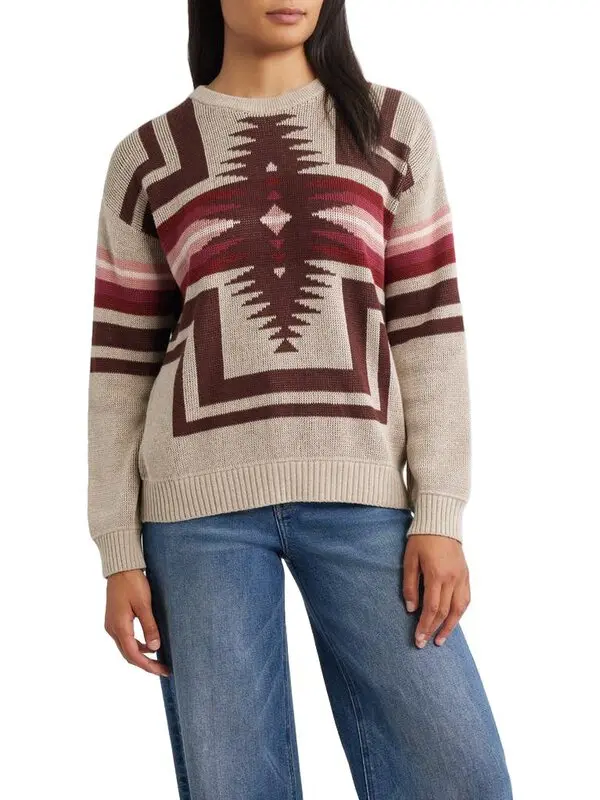 Pendleton Montera Cotton Sweater - Taupe Heather