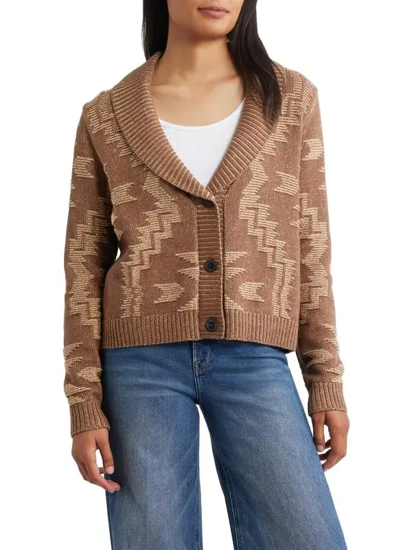Pendleton Textured Cotton Cardigan - Nutmeg