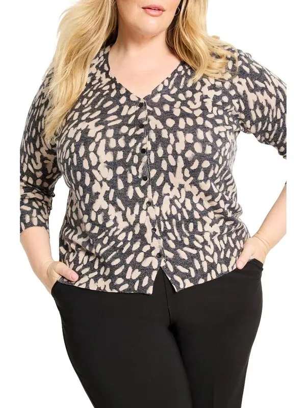 NIC+ZOE Wild Dot Cardigan - Neutral Multi