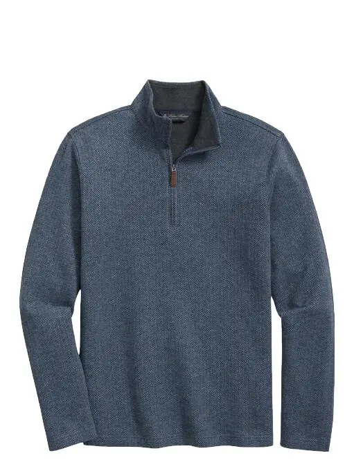 Brooks Brothers Herringbone Double Face Half Zip Pullover - Blue