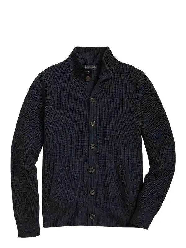 Brooks Brothers Button Front Cotton Cardigan - Bros Bros Blue