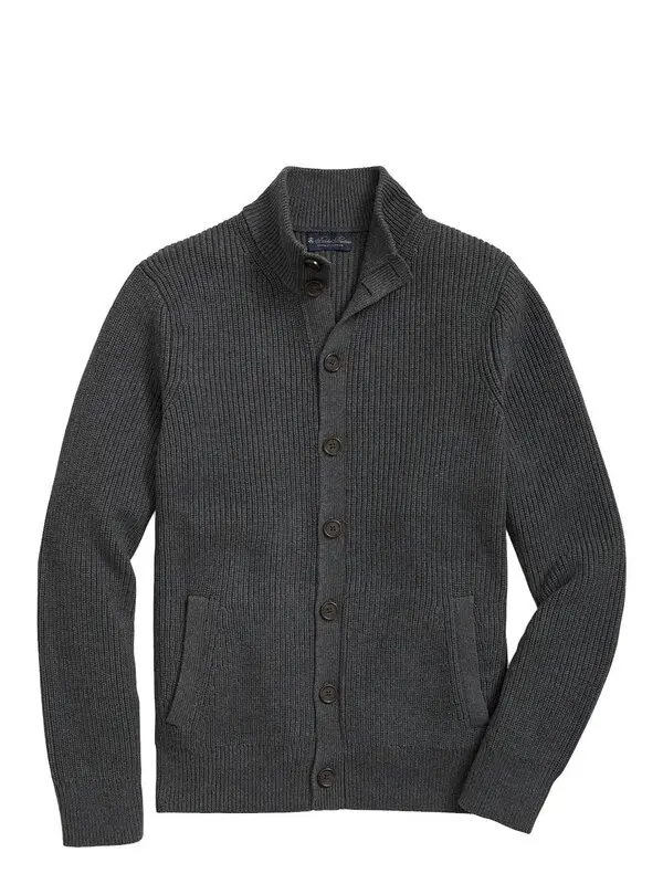 Brooks Brothers Button Front Cotton Cardigan - Charcoal