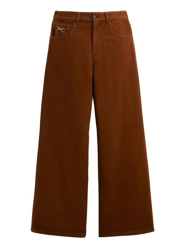 COACH Cotton Moleskin Wide Leg Trousers - Medium Brown