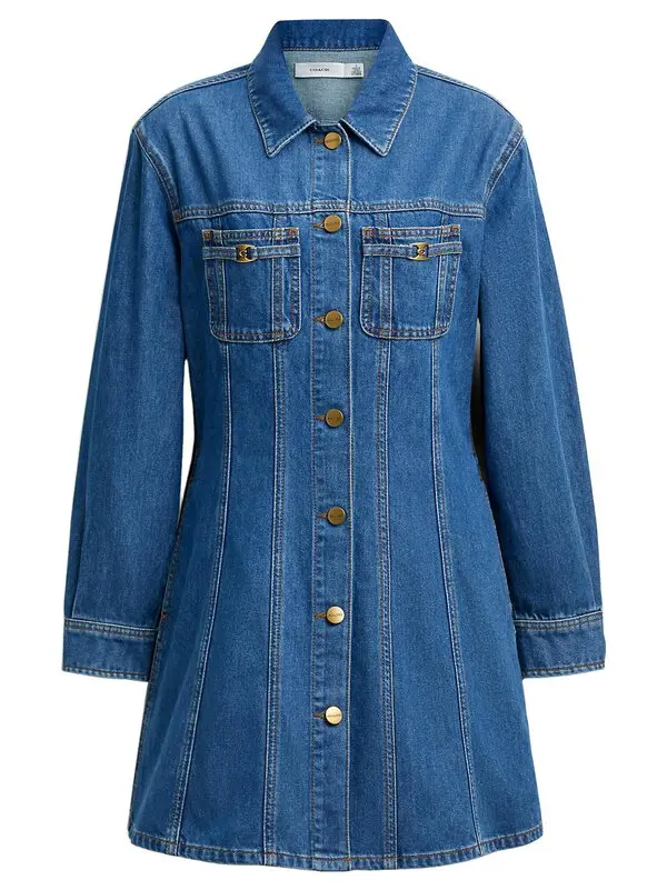 COACH® Long Sleeve Denim Dress - Medium Blue
