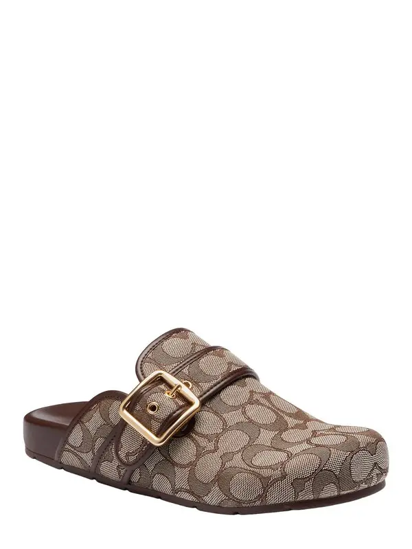 Coach Archival Buckle Clog In Signature Jacquard - Oak/maple