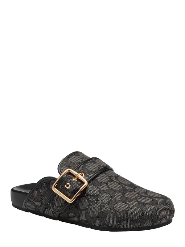 COACH Archival Buckle Clog In Signature Jacquard - Smoke/coal