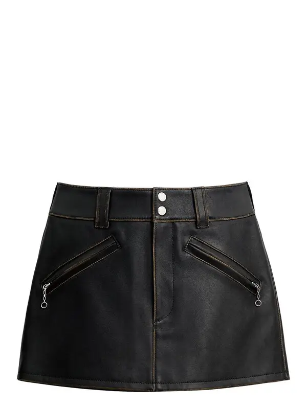 Coach Moto Mini Skirt - Black