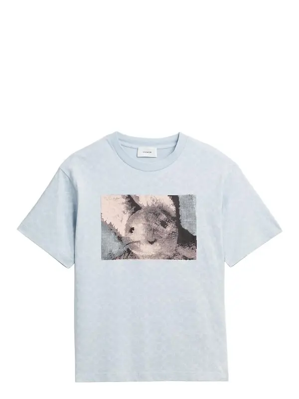 COACH Floppy Signature Relaxed T-shirt - Blue Signature