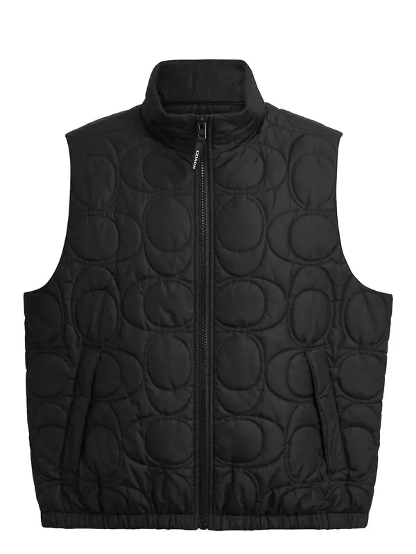 COACH Quilted Signature Puffer Vest - Black