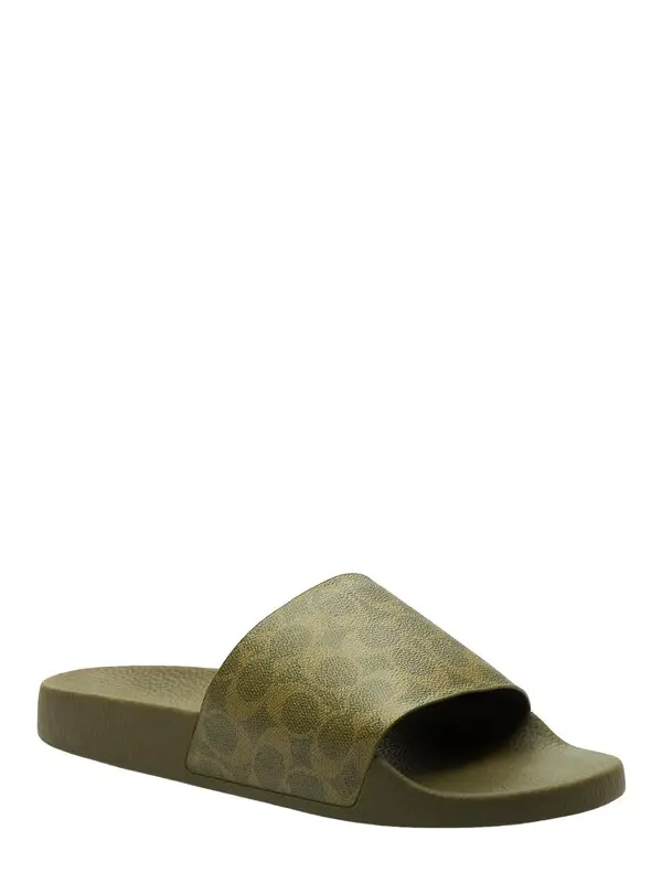 COACH Signature Canvas Pool Slide - Olive