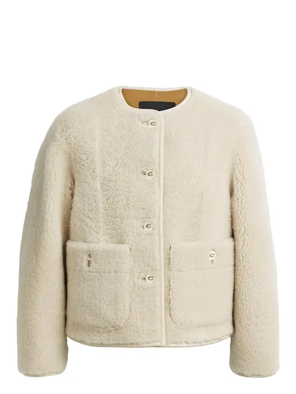 Coach Shearling Cardigan Jacket - Cream