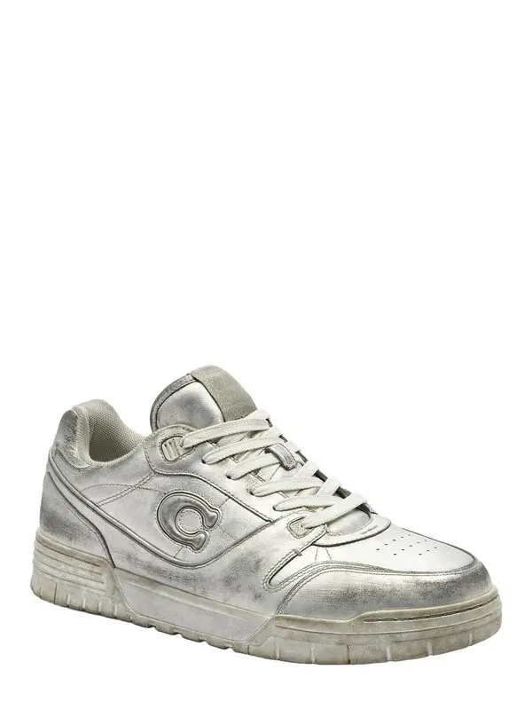 Coach Soho Sneaker In Distressed Metallic Leather - Silver
