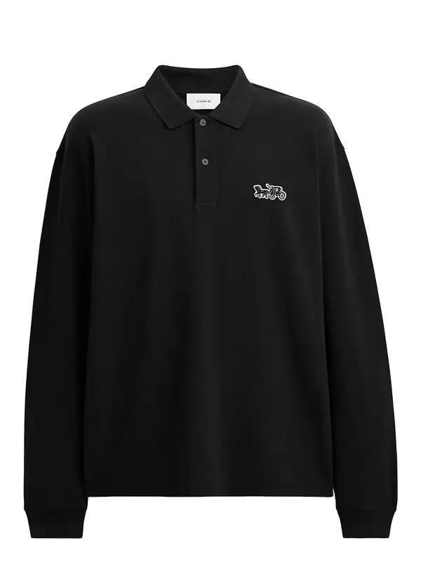 COACH Horse And Carriage Long Sleeve Polo - Black