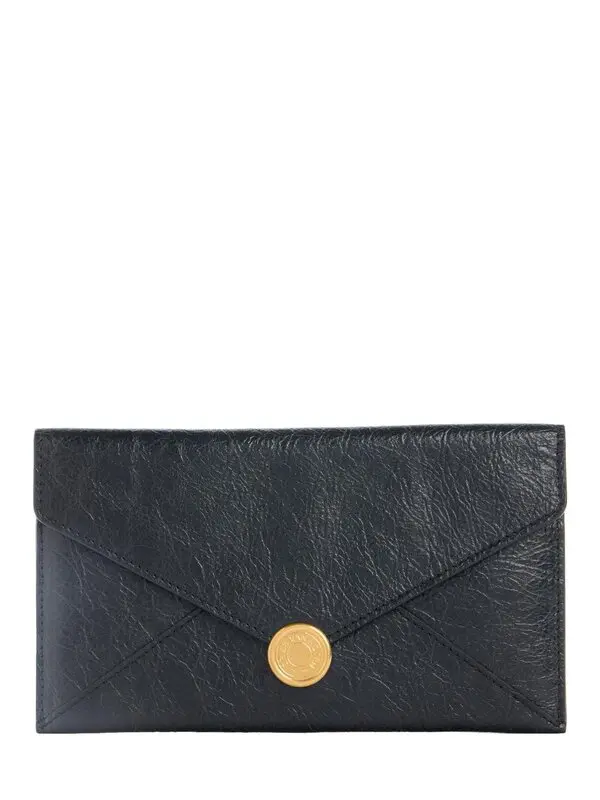 Dries Van Noten Leather Envelope Clutch - Black 900