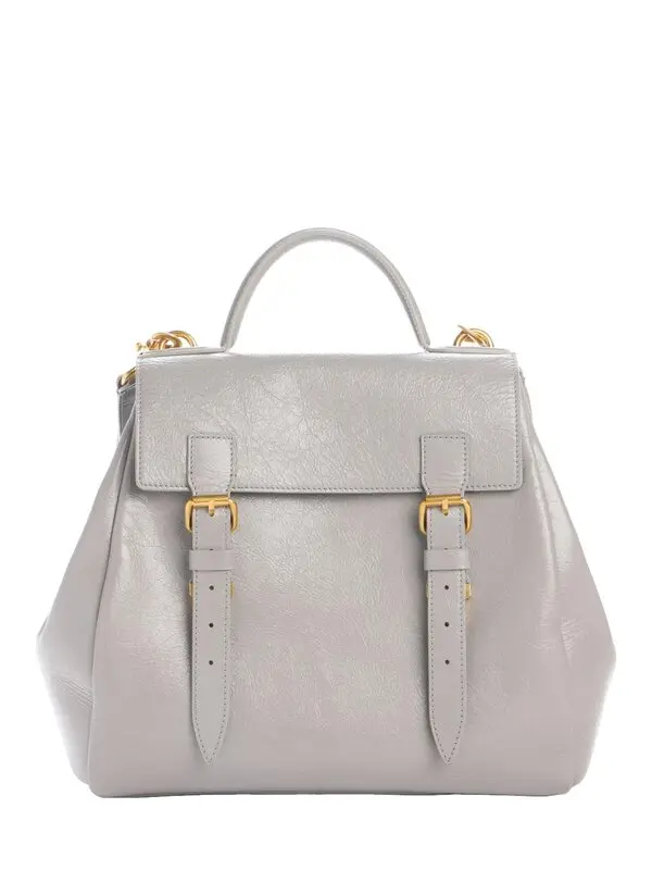 Dries Van Noten Glossy Leather Shoulder Bag - Light Grey 800