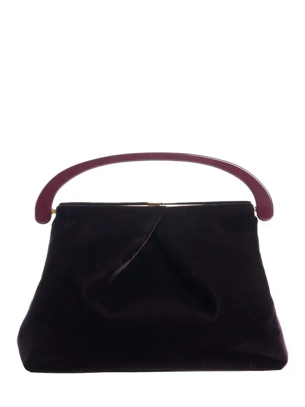 Dries Van Noten Folded Velvet Top Handle Bag - Dark Purple 402