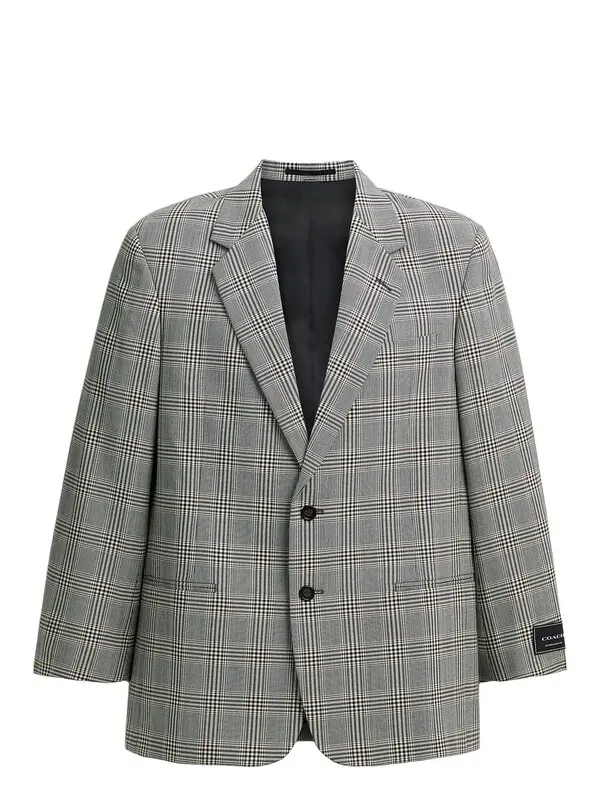 COACH Two Button Blazer - Grey/blue Plaid