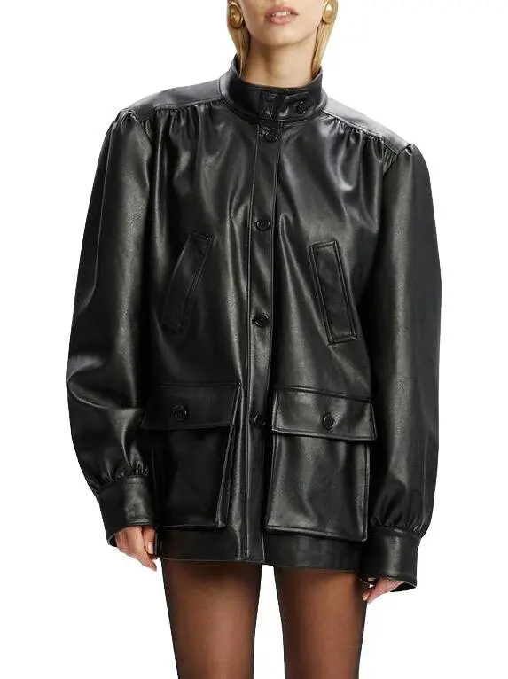 Bardot Clements Boxy Faux Leather Jacket - Black