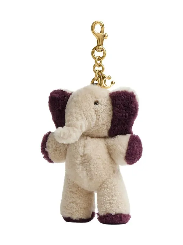 COACH Ellie Bag Charm In Shearling - Brass/multi