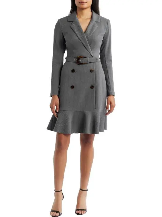 Eliza J Long Sleeve Blazer Dress - Grey