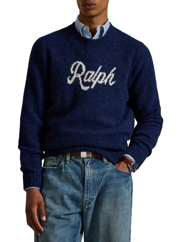 Polo Ralph Lauren Intarsia Graphic Wool-blend Sweater - Navy Combo