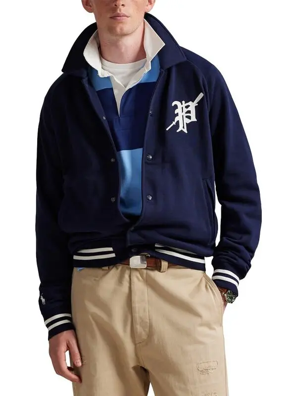 Ralph Lauren Cotton-fleece Varsity Jacket - Cruise Navy
