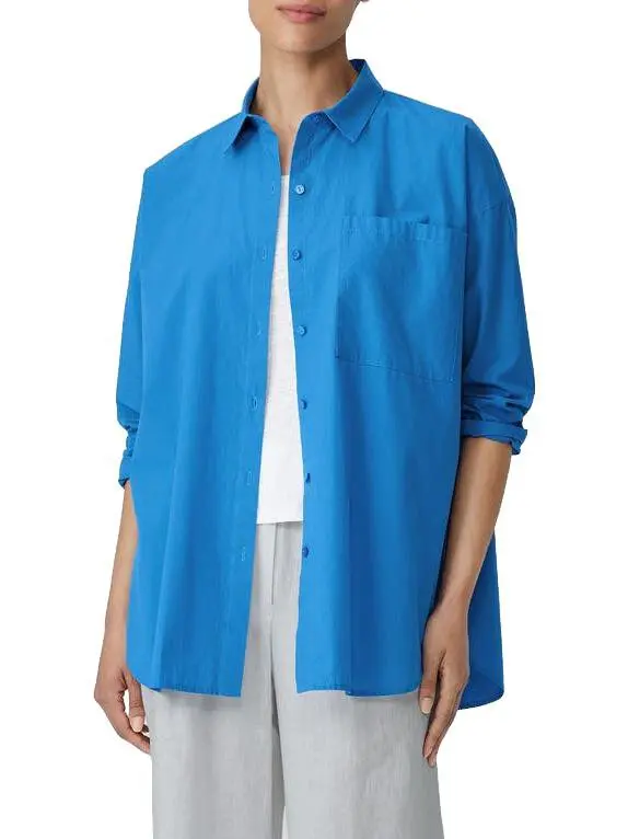Eileen Fisher Classic Collar Organic Cotton Button-up Shirt - Calypso