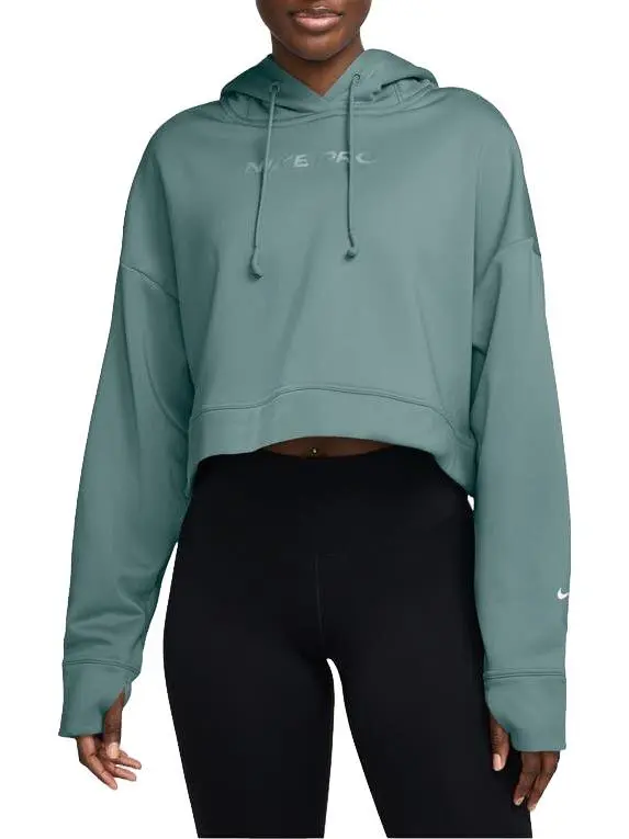 Nike Pro Therma-fit Crop Fleece Hoodie - Cannon/white
