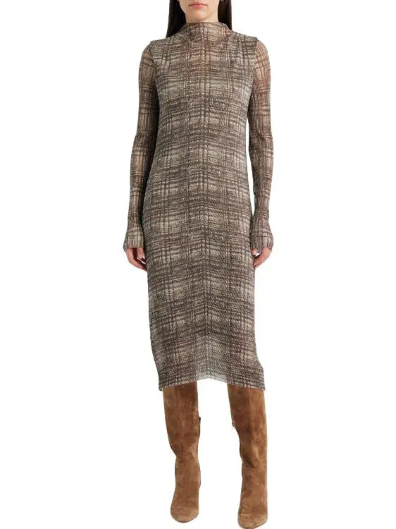 BOSS Mock Neck Long Sleeve Maxi Dress - Open Misc