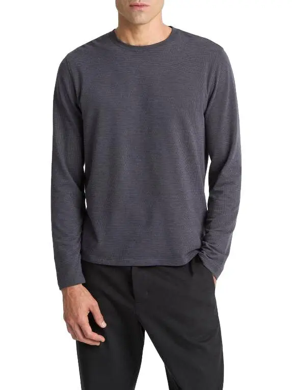 Vince Bird's Eye Stitch Long Sleeve Pima Cotton Crewneck T-shirt - Coastal/medium Grey