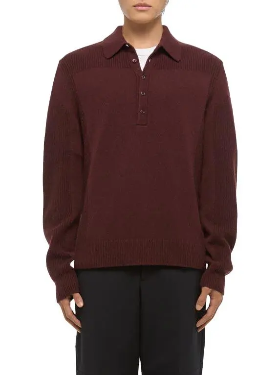 Helmut Lang Block Polo Sweater - Dark Burgundy - Q51