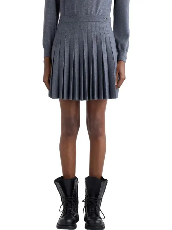 Balenciaga Pleated Wool Skirt - 1167 Heather Grey