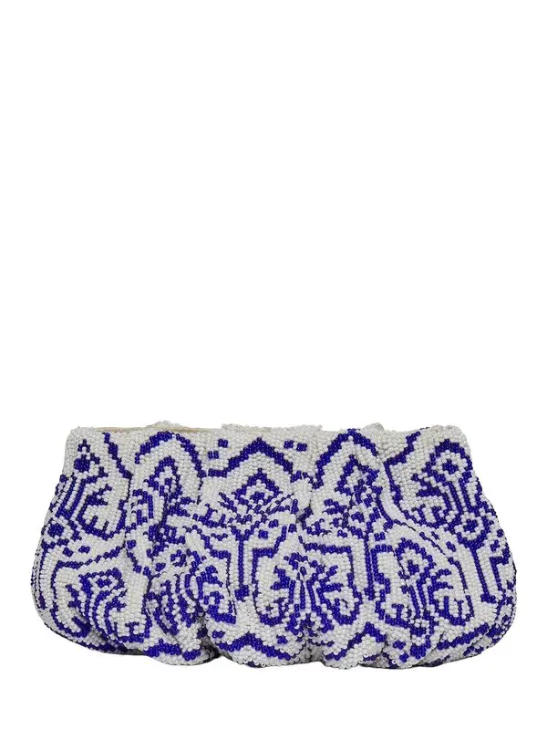 Lele Sadoughi Cora Beaded Clutch - Blue Ivory 999