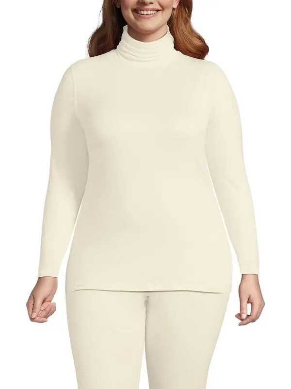 LANDS' END Thermaskin™ Heat Turtleneck Baselayer Top - Fresh Ivory