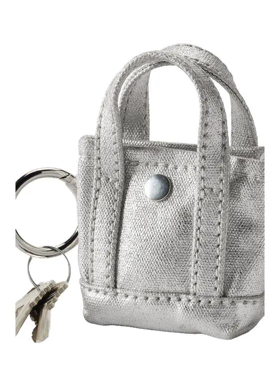 LANDS' END Canvas Tote Bag Charm - Metallic Silver
