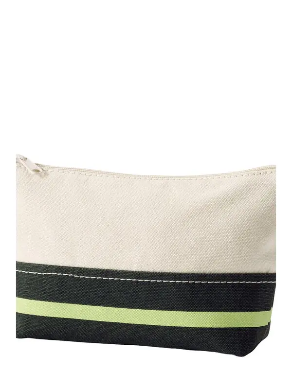 LANDS' END Canvas Pouch - Natural/forest Lime Stripe