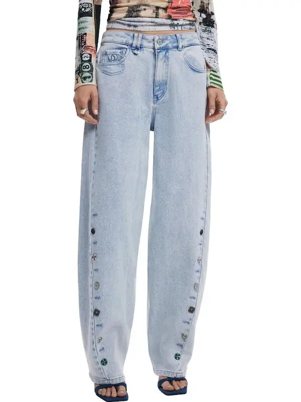 Desigual Barrel Leg Jeans - Light Blue