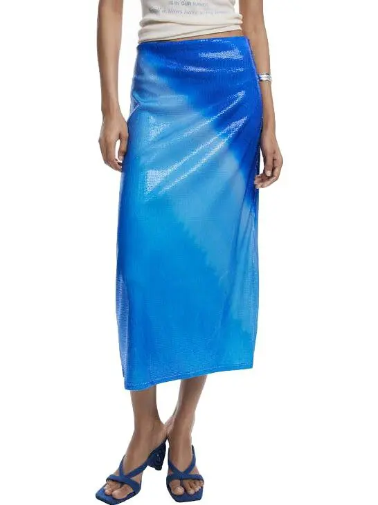 Desigual Sequin Midi Skirt - Dark Blue