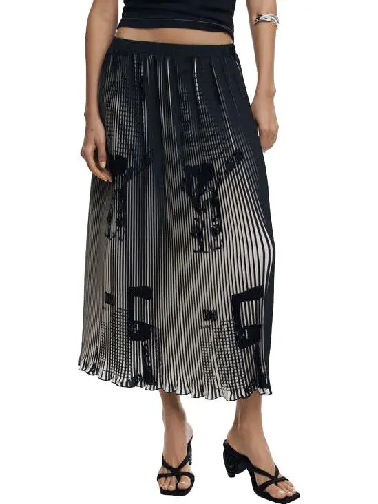 Desigual Evase Micropleat Skirt - Black