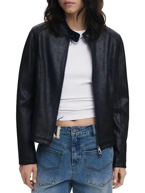 Desigual Faux Leather Moto Jacket - Black