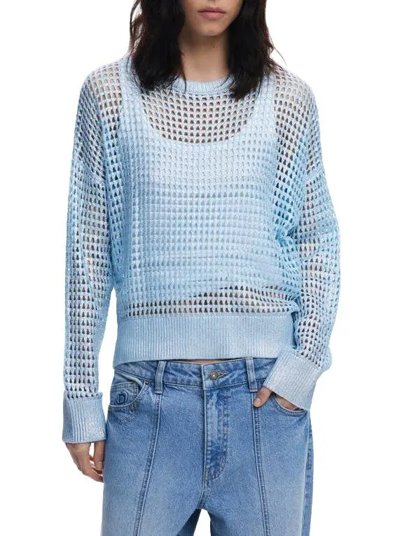 Desigual Relaxed-fit Open Stitch Sweater - Medium Blue
