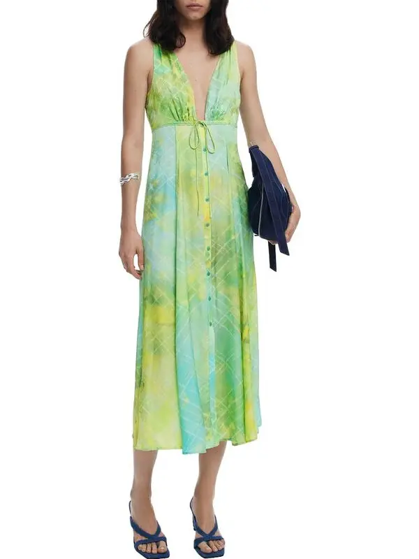 Desigual Sleeveless A-line Midi Dress - Light Green