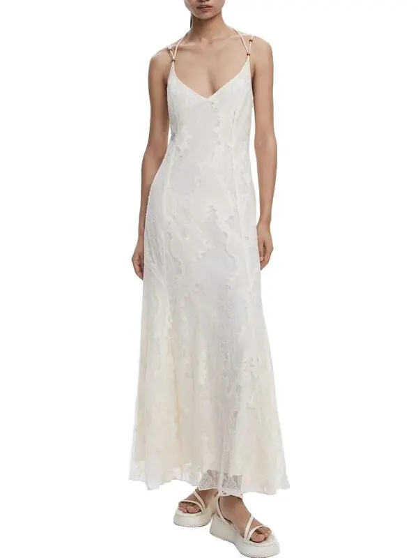 Desigual Devoré Lace Maxi Dress - White