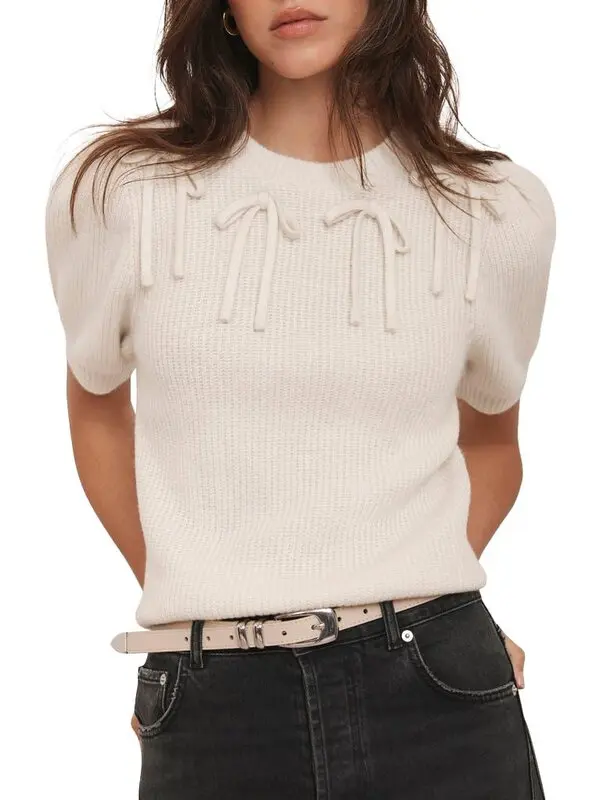 Mint Velvet Bow Detail Knit Top - Ivory