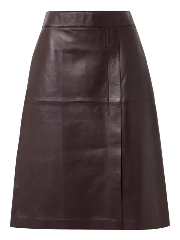 JOSEPH Sevres Paneled Leather Skirt - Purple