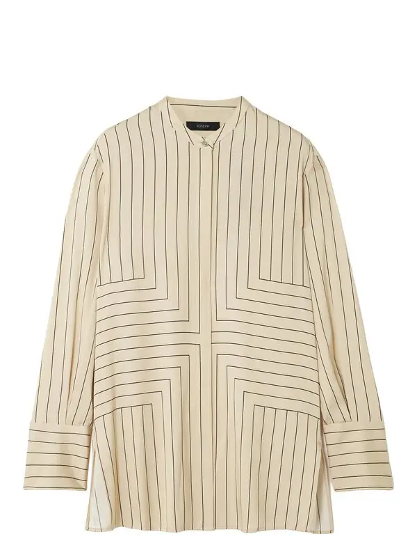 JOSEPH Athena Striped Silk-blend Satin Shirt - Neutrals