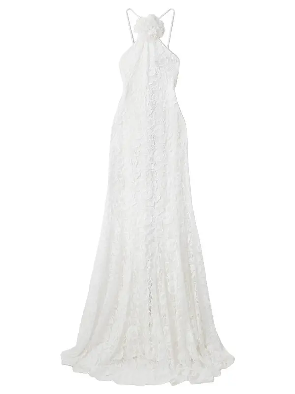 RODARTE Appliquéd Organic Cotton-blend Lace Gown - White