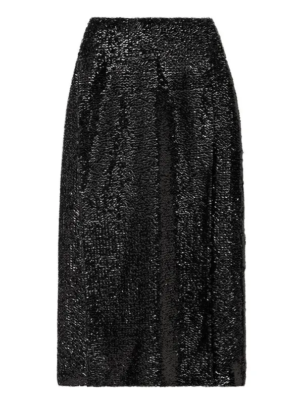 EMILIA WICKSTEAD Kanji Sequined Crepe Midi Skirt - Black